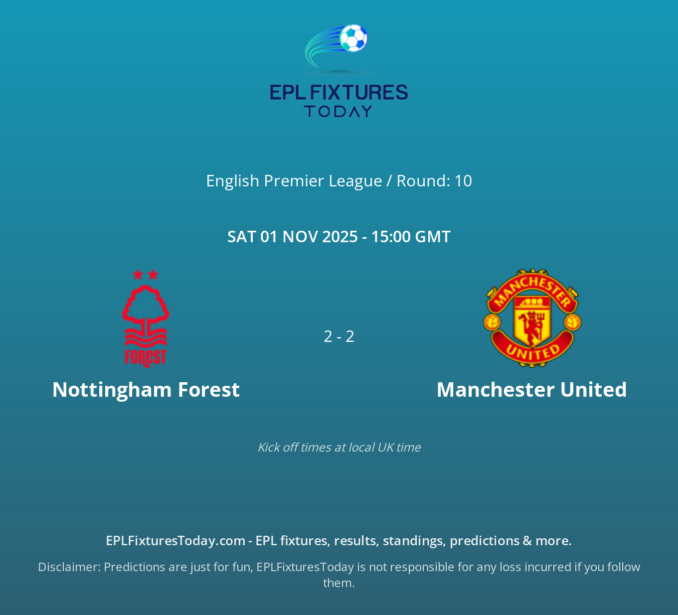 Sat 01 Nov 2025: Nottingham Forest vs Manchester United ...
