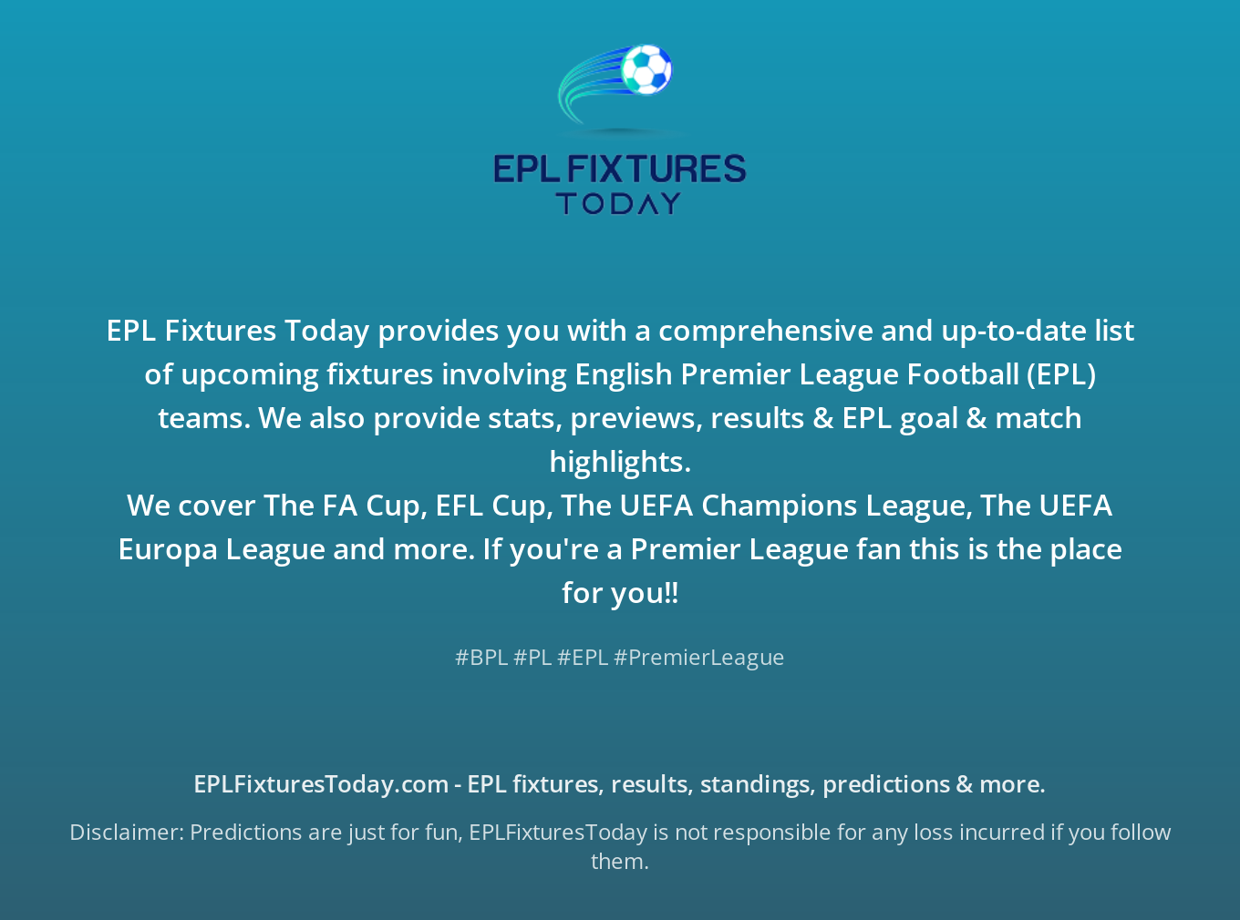 EPL fixtures, results and scores: Today - EPLFixturesToday.com