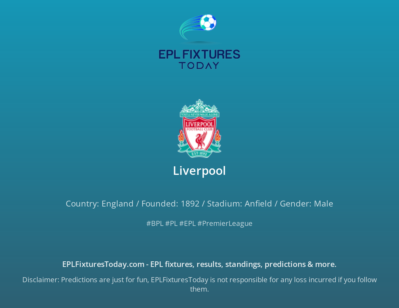 Liverpool - EPLFixturesToday.com