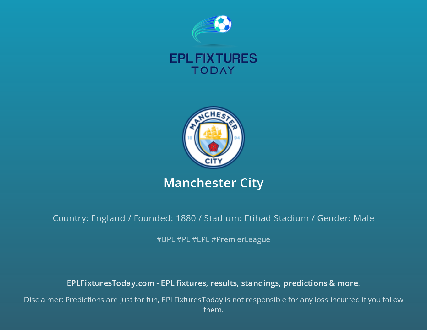 Manchester City - EPLFixturesToday.com
