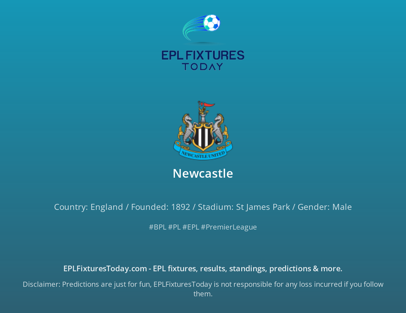 Newcastle - EPLFixturesToday.com